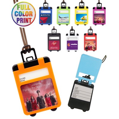 Full Color Suitcase Shaped Luggage Tag with Pop Up Cover | EDC